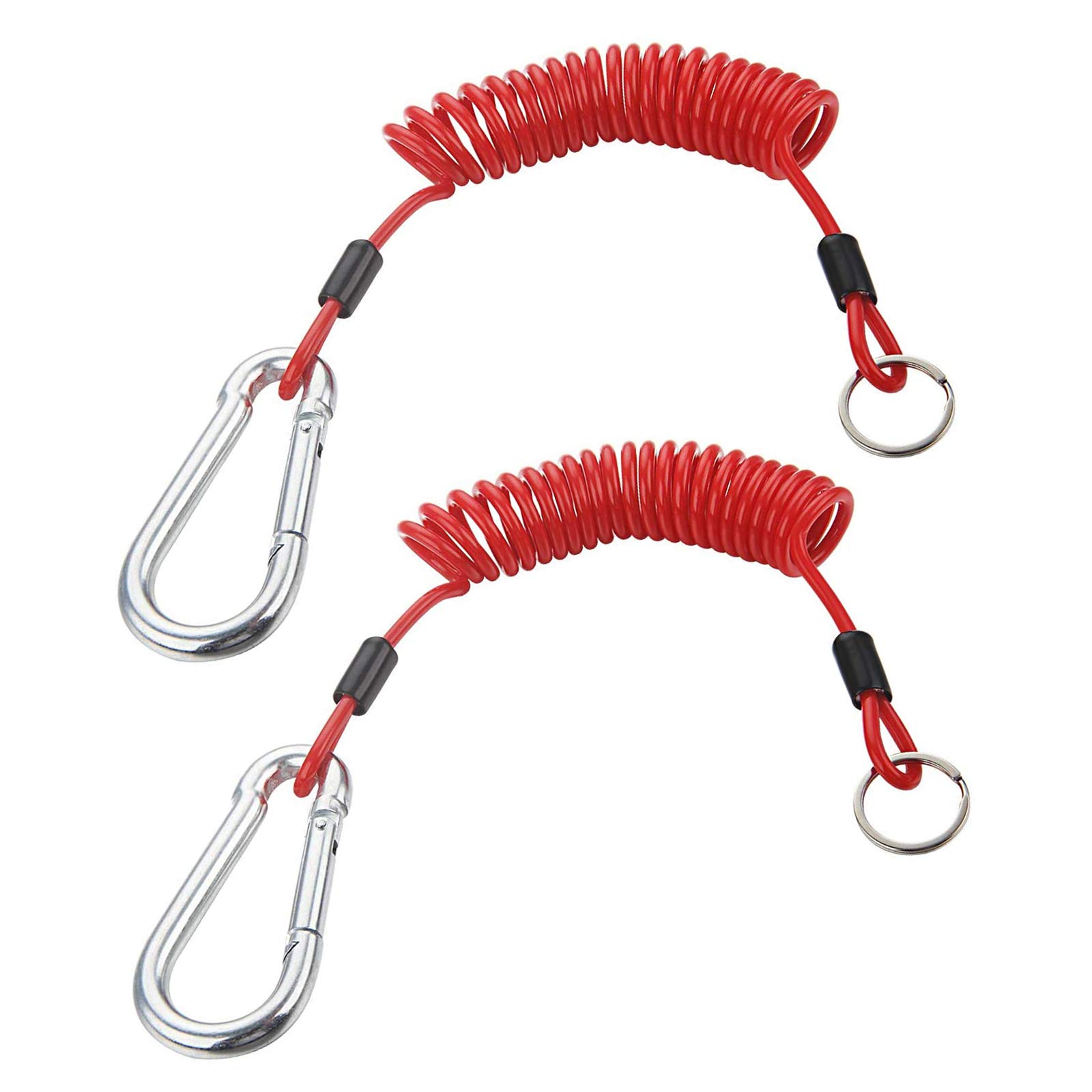 DPEI XUAN 2Pcs Breakaway Trailer Cable, Trailer Brake Cable, RV Stainless Steel Spring Towing Coiled Wire, Heavy Duty Steel Wire Extend to 6ft Coiled Safety Cables Strap for RV Towing Trailer