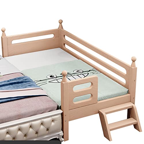 Wood Platform Bed Frame, Widened Splicing Bed, Wooden Junior Bed and Children's Bed with Guardrail, for Adults, Kids, Teenagers | Easy Assembly (Color : Style 2, Size : 150x80x40cm)
