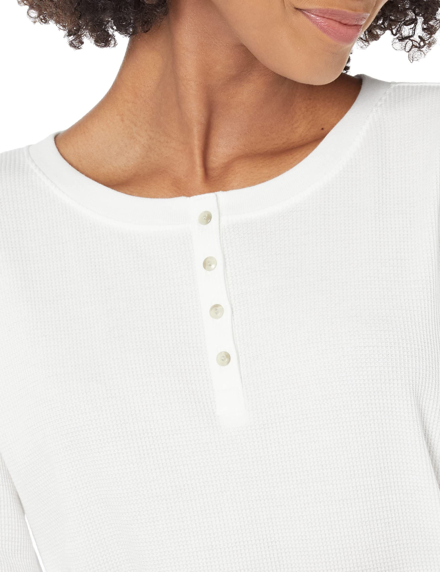 GAP Womens Long Sleeve Waffle Henley White V2 Global XXL