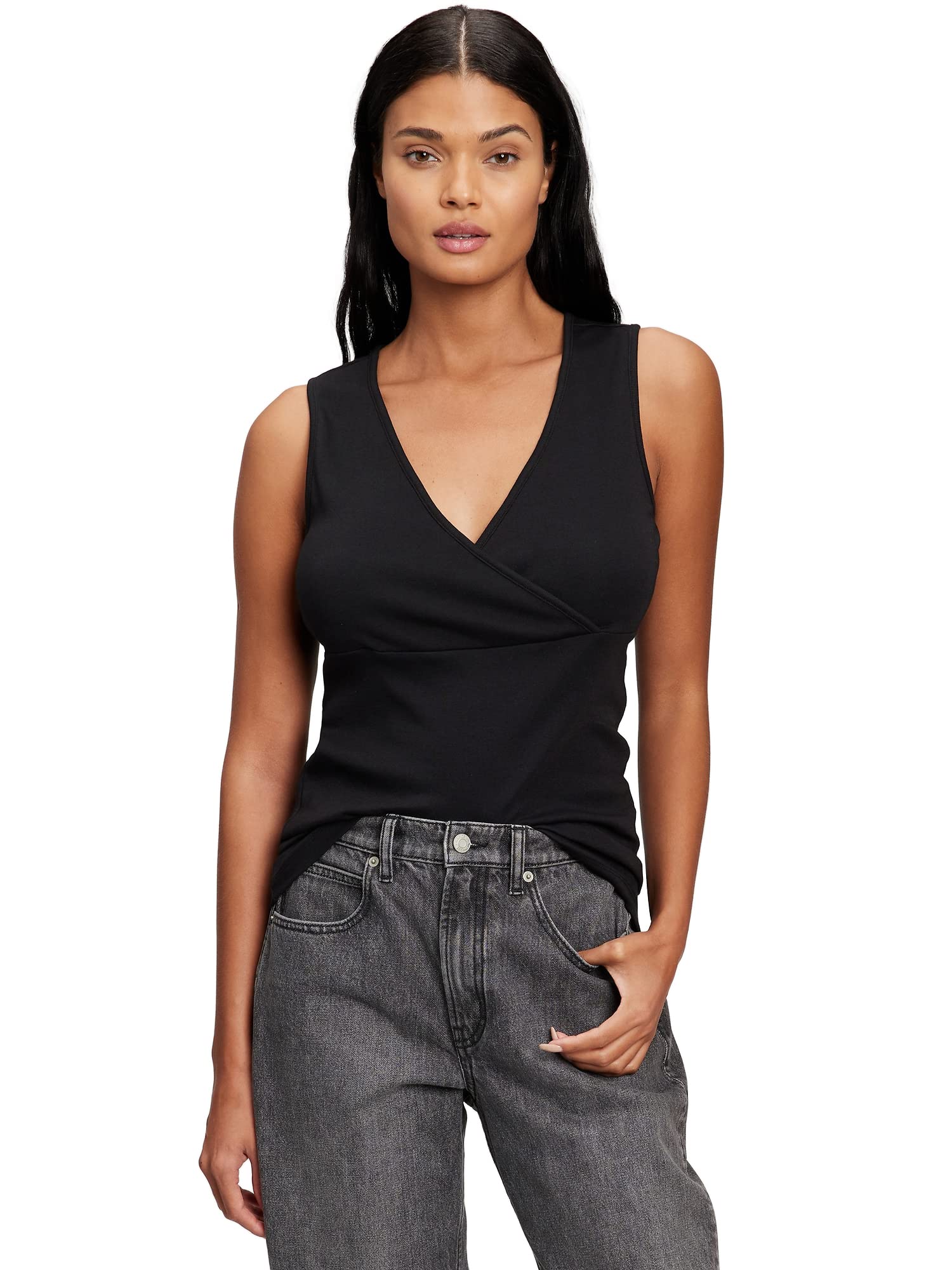 GAP Womens Maternity Organic Cotton Nursing Tank True Black M