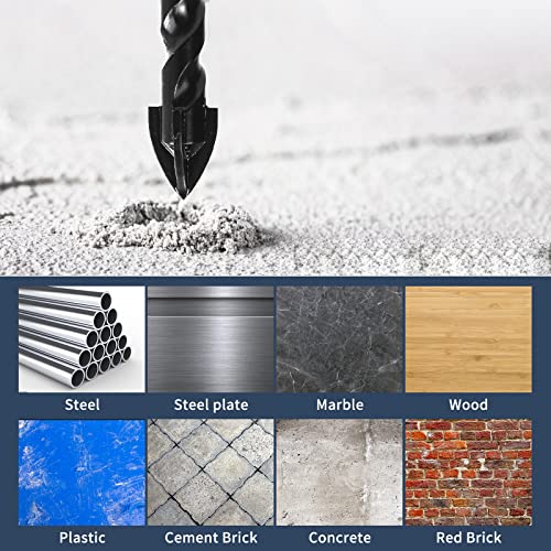 HPHOPE 10Pcs Masonry Drill Bits Set - Concrete Drill Bit Set for Tile, Brick, Glass, Plastic and Wood, Tungsten Carbide Tip Work with Ceramic Tile, Wall Mirror, Paver on Concrete or Brick Wall