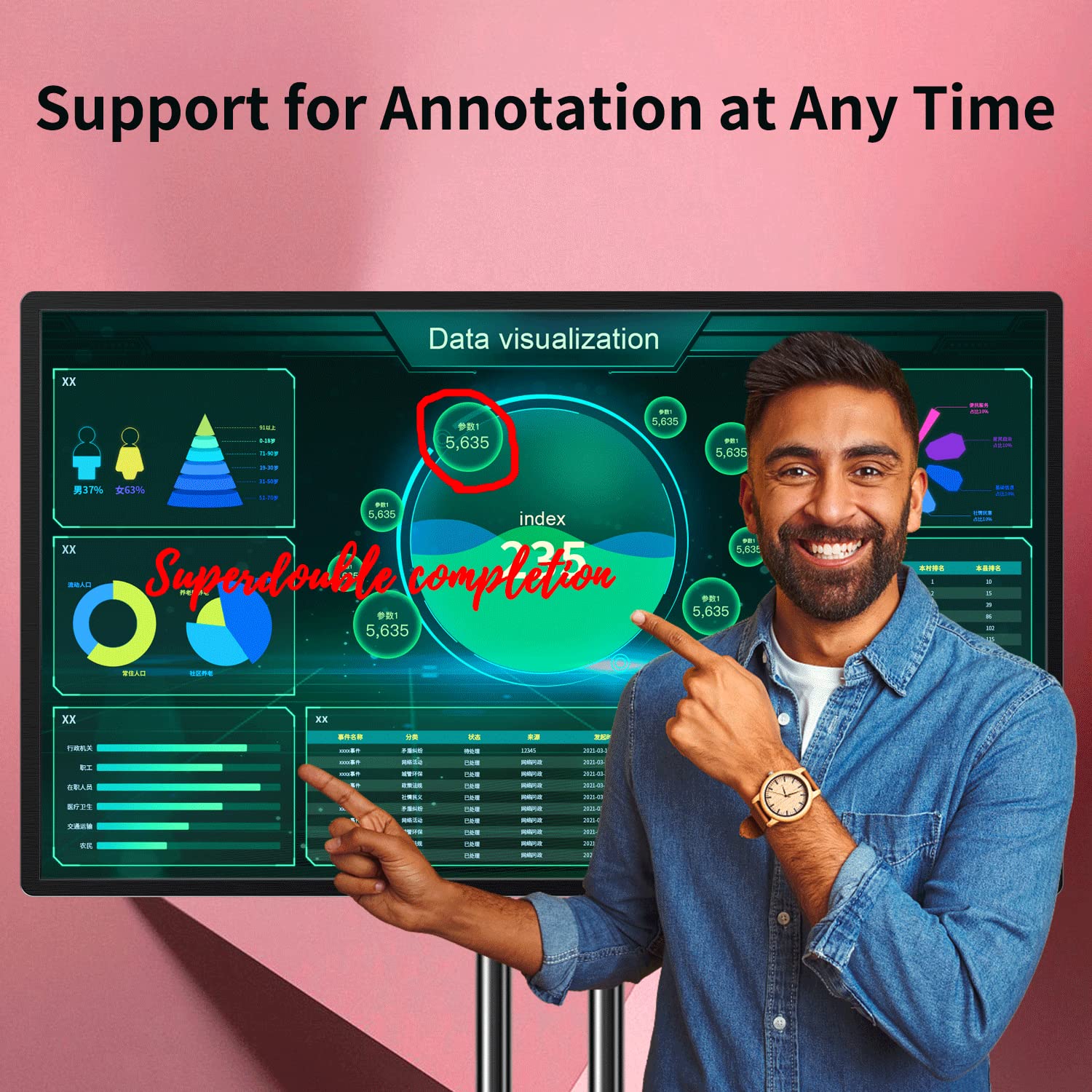 JYXOIHUB,43 Inch Live Streaming Equipment Smart Digital Whiteboard All-in-one USB Screen Mirroring from Android and iOS for YouTube TikTok Facebook Instagram, etc Live Streaming(Board Only)