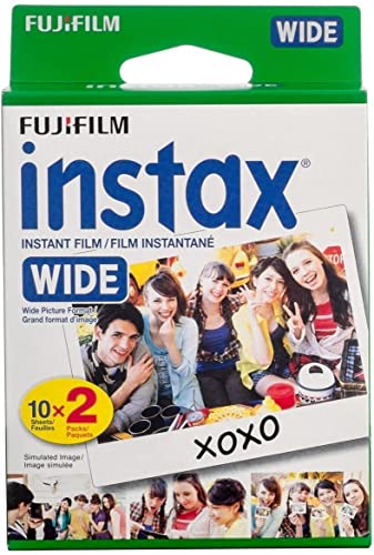 Fujifilm Instax Link Wide Smartphone Printer Mocha Grey + Fuji Instax Wide Instant Film Value Pack (20 Sheets) with Film Stickers, Frames Wireless Bluetooth Printer