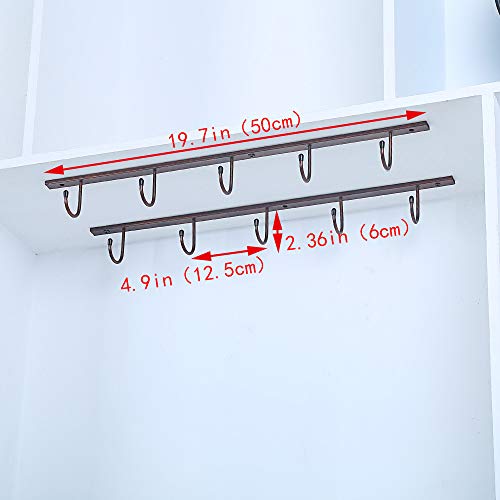 TANGGU Coffee Mug Holder Under Cabinet,Iron Hanging Mug Rack Under Shelf,Coffee Cup Holders,Metal Mug Cup Hook Cabinet Hook,Wine Glasses Holder(2Pcs Bronze)