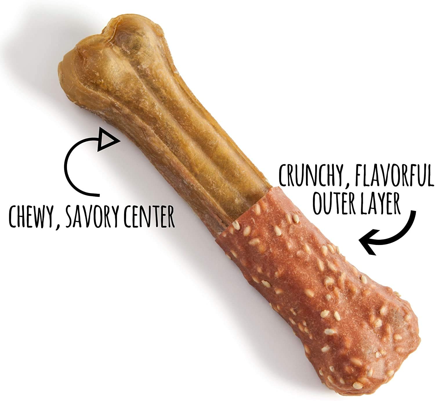 Pet 'n Shape Long Lasting Chewz Dog Treats - Chicken Wrapped Rawhide - 1 Bone, 8-Inch Long