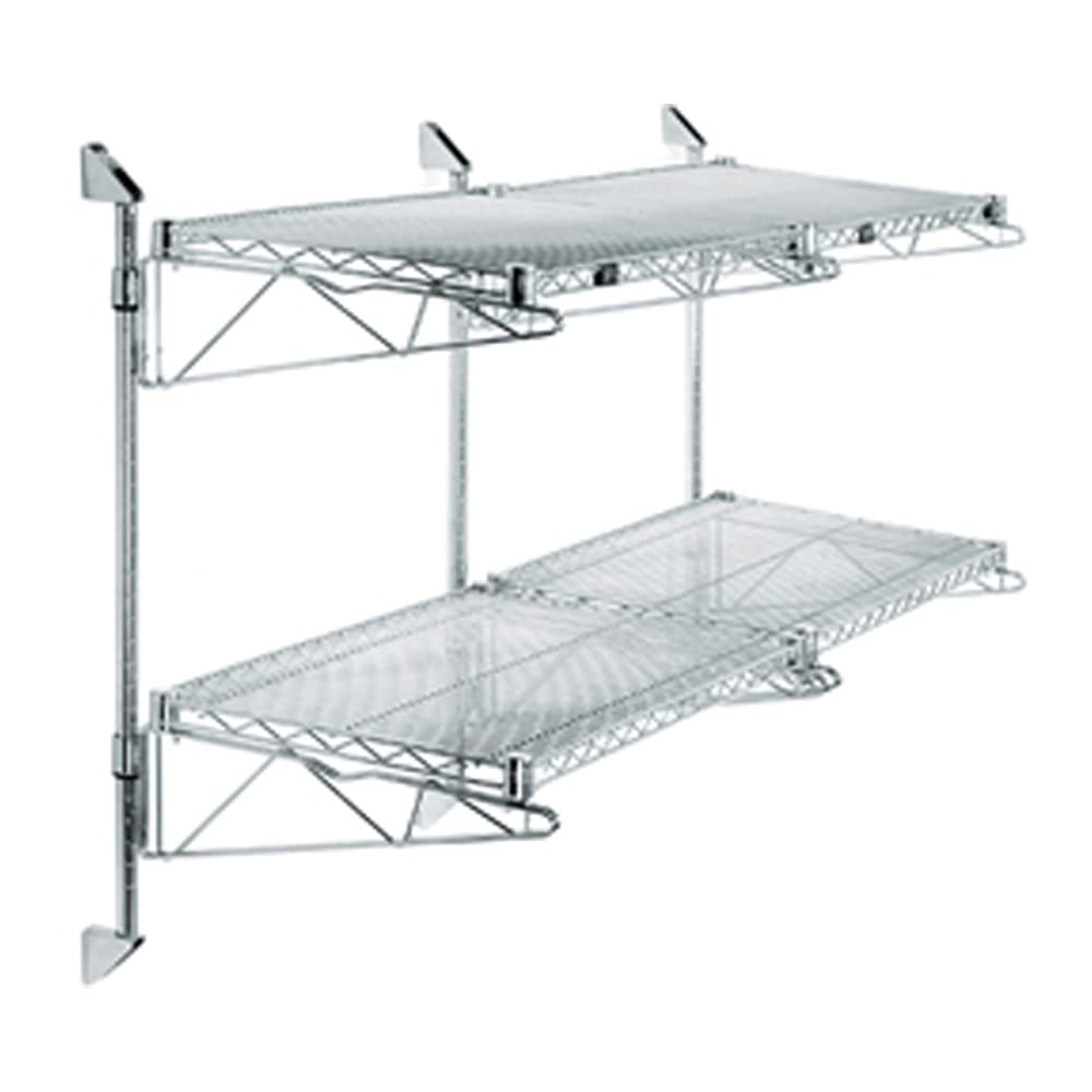 Quantum Storage Systems WC34-CB1872BK Cantilever Double Shelf Post Wall Mount, Carbon Steel, Epoxy Coated, Black, NSF