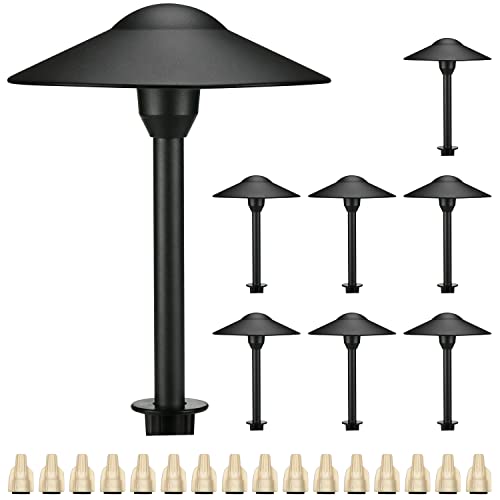 Lumina Lighting® 3W Landscape Path Lights - Low Voltage Cast-Aluminum Outdoor Pathway Light and Area Light 3000K - 12V Waterproof - G4 LED 3W Lighting for Yard Garden Pathway (Black, (8-Pack))