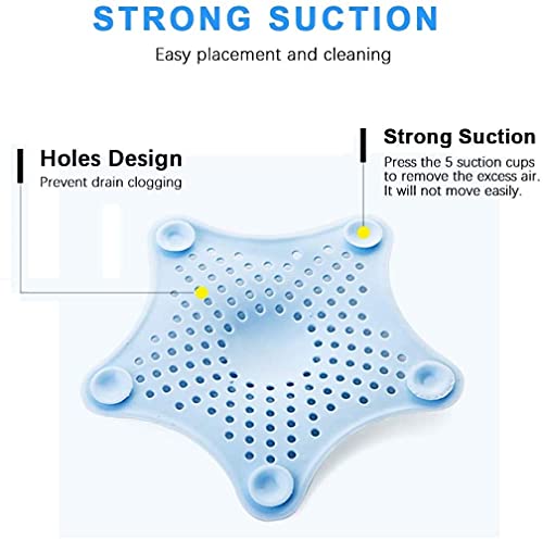 Kitchen Drain Hair Catcher Bath Stopper Sink Bathroom Protector Silicone Cover Basin Strainer Filter Shower Trap (Blue)