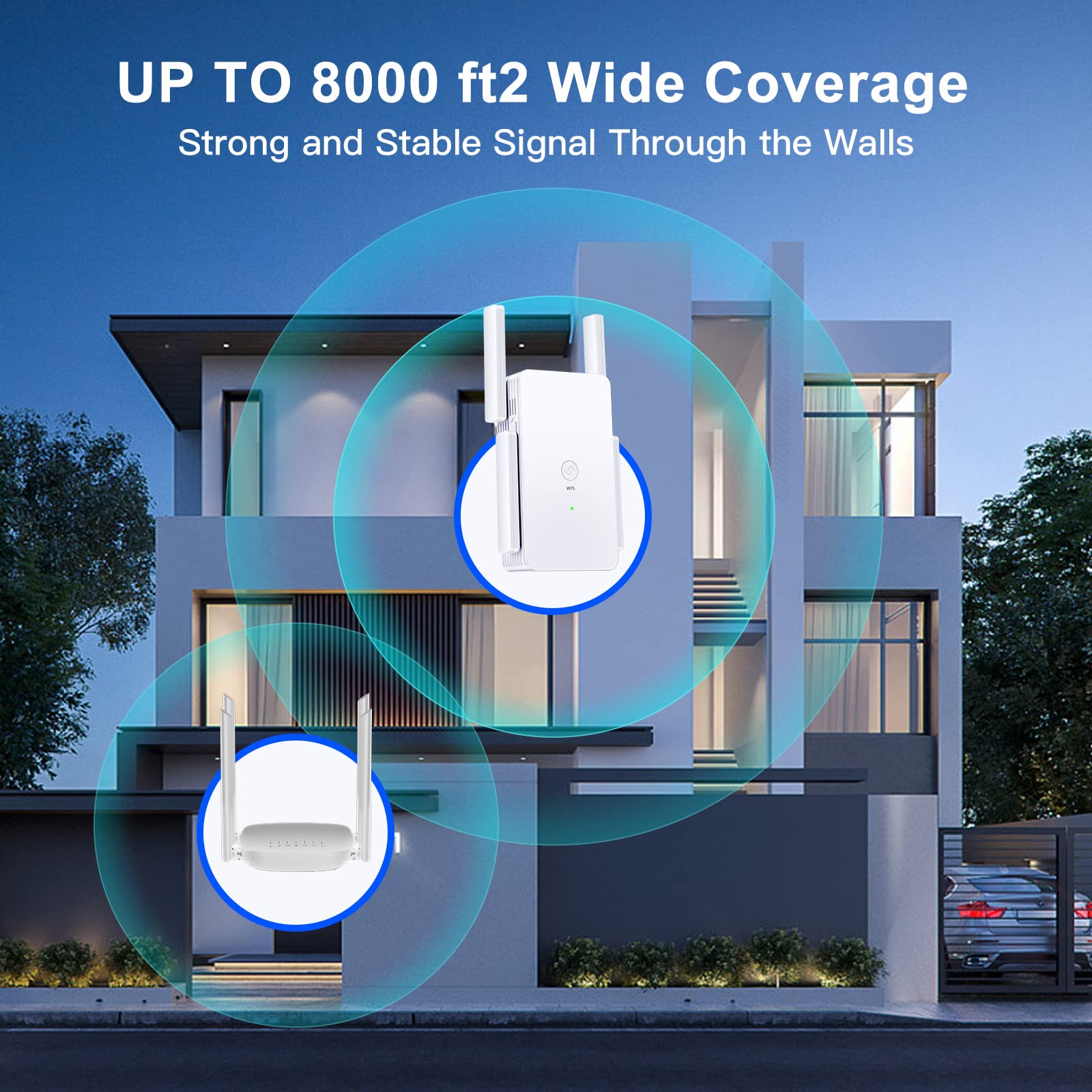 New WiFi Range Extender N6 - Covers up to 6000 sq.ft and 32 Devices, WiFi Repeater Internet Booster for Home, Works with Any Router, Supports Ethernet Port,Access Point