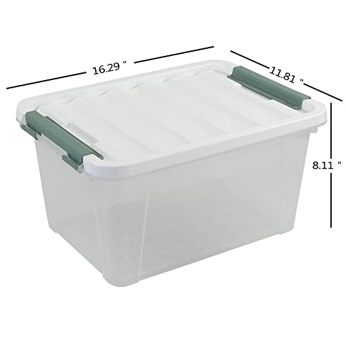 Ucake 25 Quart Plastic Storage Bins with Lids, Clear Plastic Latching Bins, Pack of 4