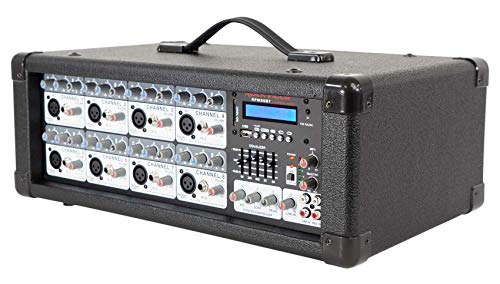Rockville RPM80BT 2400w Powered 8 Channel Mixer/Amplifier w/Bluetooth/EQ/Effects
