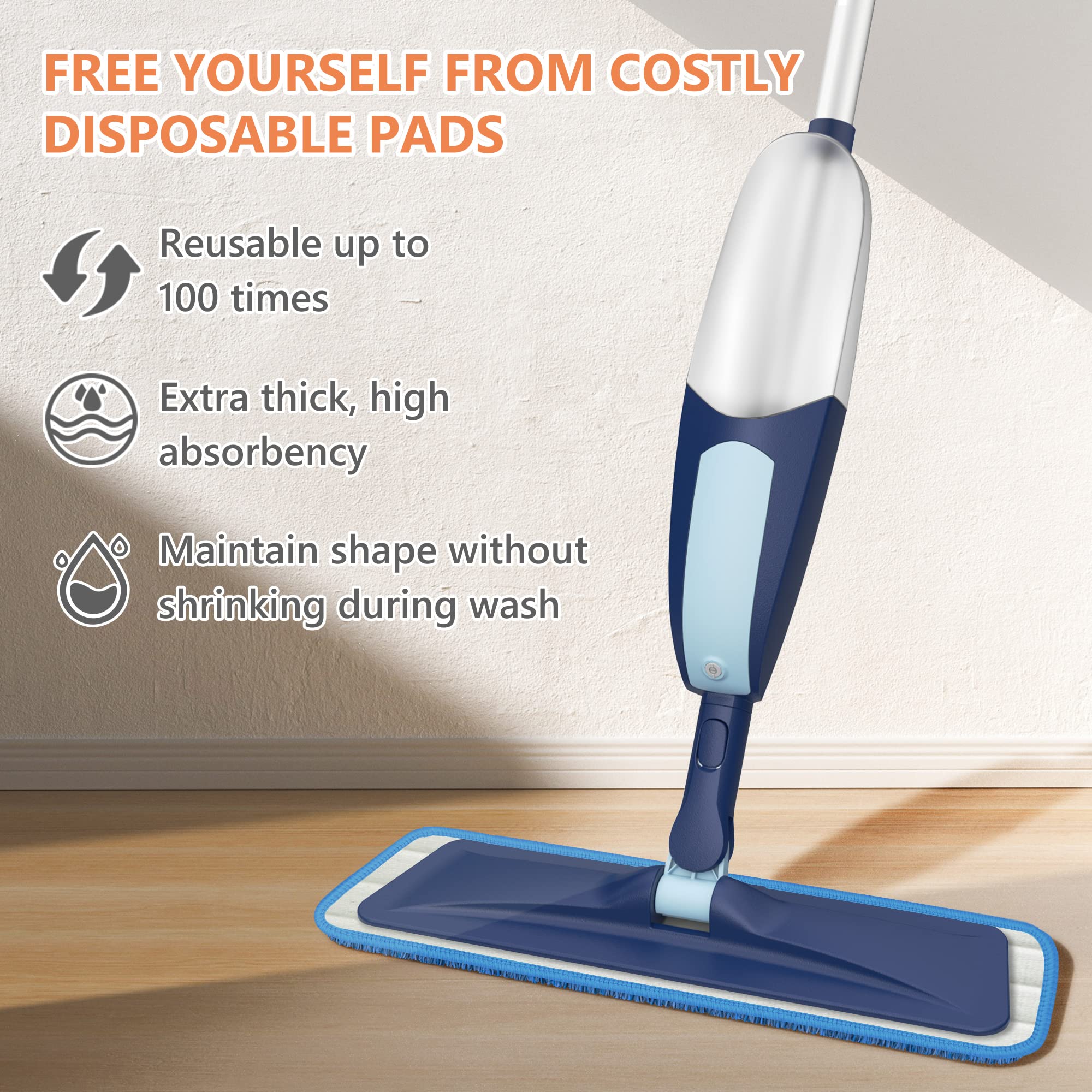Microfiber Spray Mop Pads, Compatible with Swiffer PowerMop (5 Pack), Reusable Washable Floor Mop Pads Replacement 15.7 x 5.1 inch Dry Wet Mop Pads Refills for Home Kitchen Commercial Floor Cleaning
