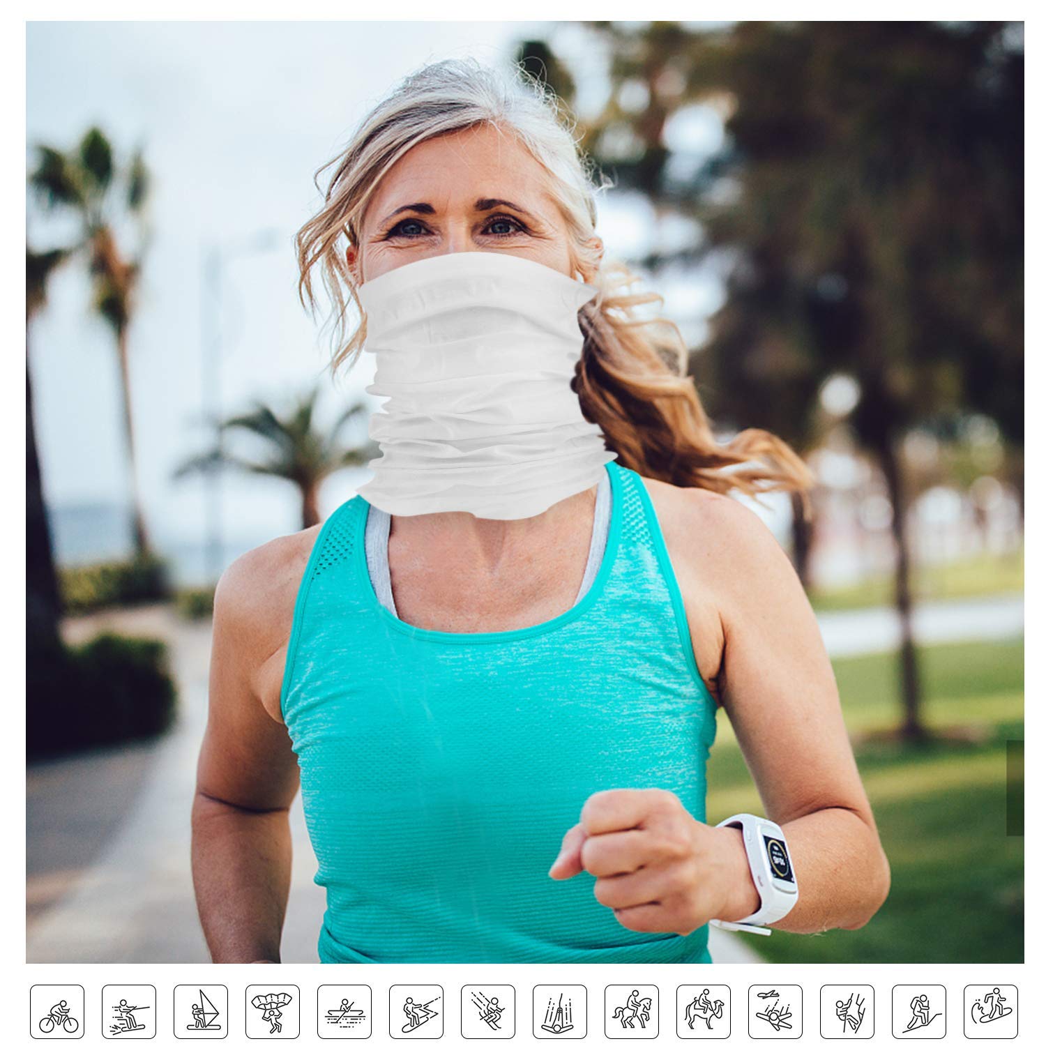 Elimoons 3P Neck Gaiter Breathable Bandana Mask Cycling Half Face Mask Men Women