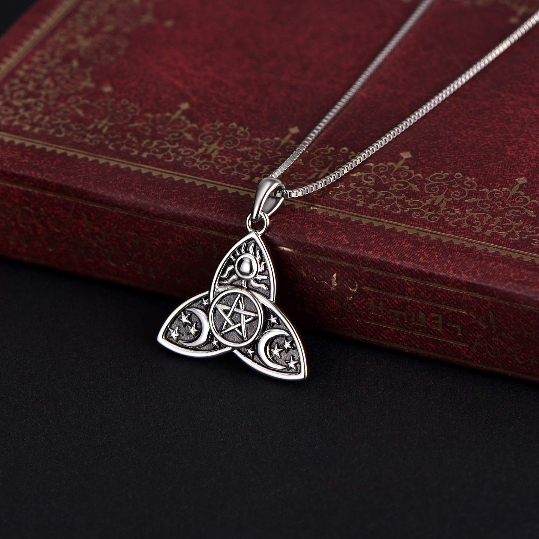 FJ Women's Hecate Necklace S925 Silver Wiccan Pagan Goddess Necklace Literary Jewelry