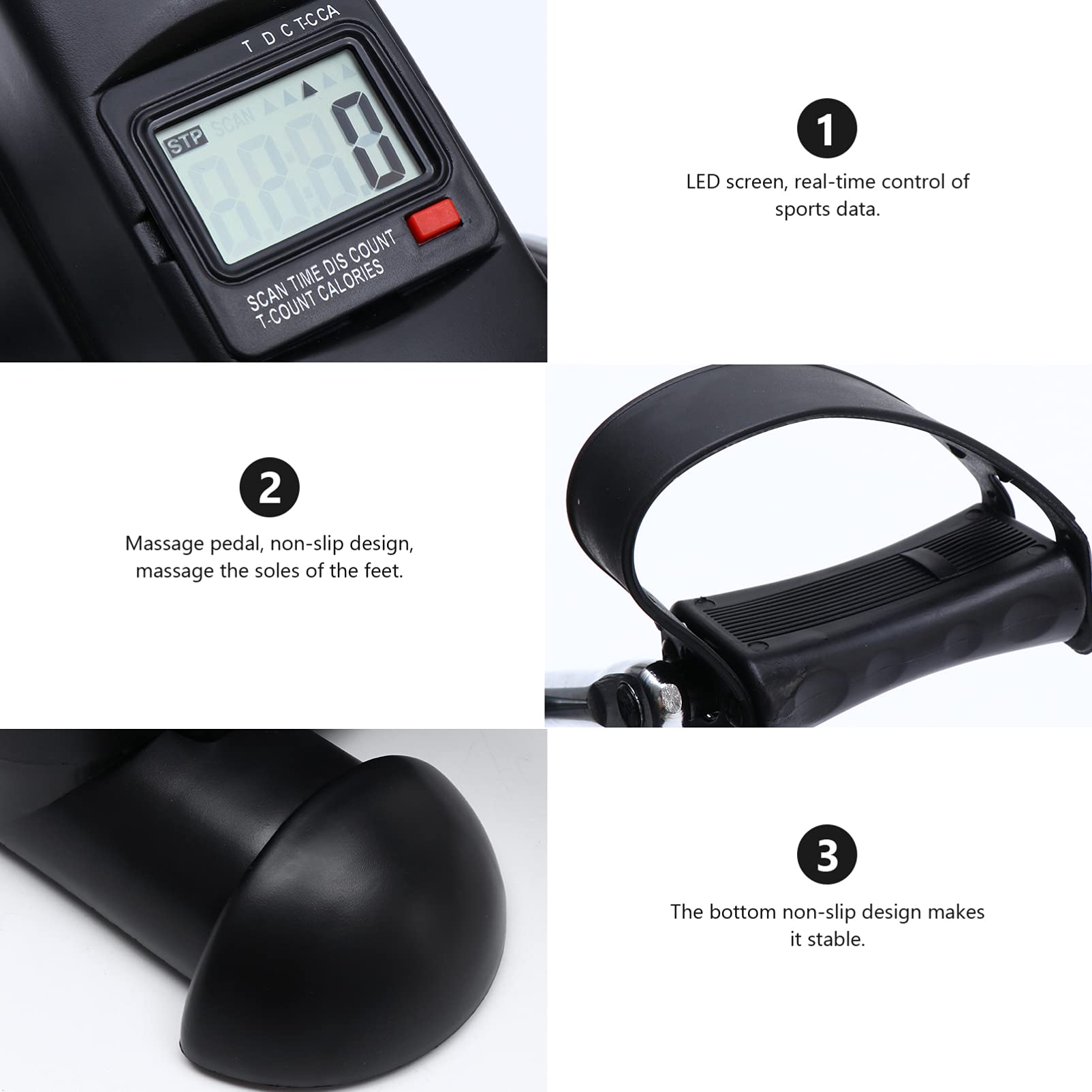 FARUTA Stepper for Exercise Stepper with Resistance Bands Aerobic Motor Household Adjustable Treadmill Pedal Black