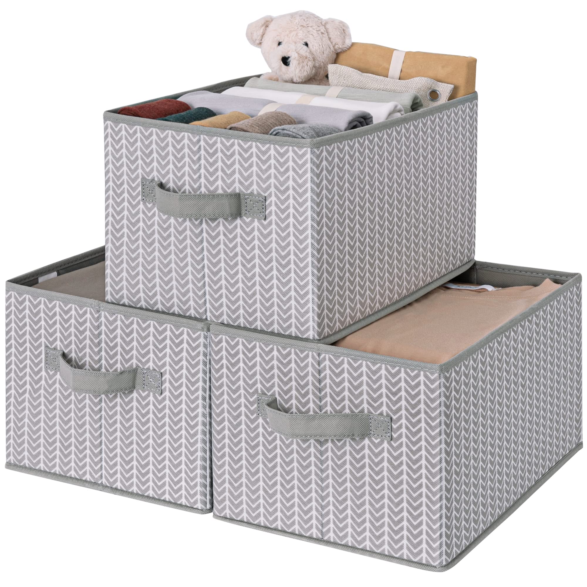 GRANNY SAYS Bundle of 3-Pack Cloth Storage Boxes & 2-Pack Wicker Shelf Baskets