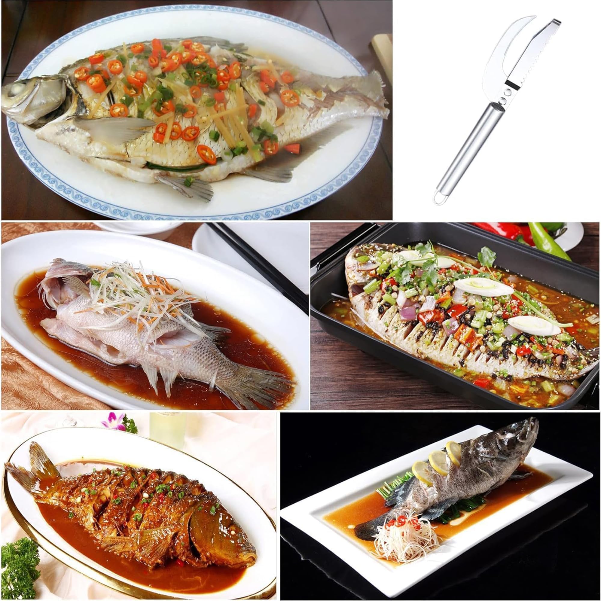 PCTC Stainless Steel Fish Maw Knife,3 In 1 Fish Maw Knife, Multifunction Fish Scale Knife fish scale remover Household Kitchen Fish Scale Tool