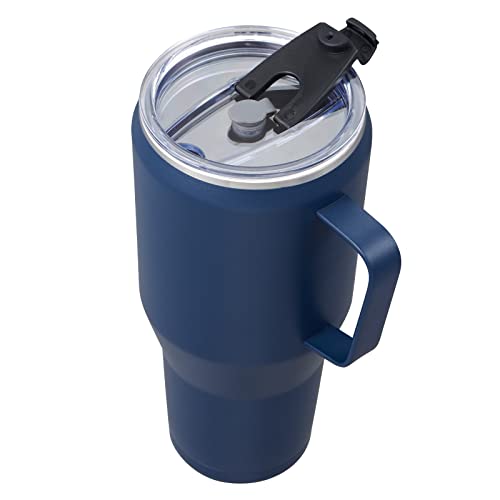 GOBATT 40 oz Tumbler with Handle and Straw Lid,Reusable Stainless Steel Double Vacuum Insulated Travel Mug Iced Coffee cup ,Keep Cold for 24 Hours, navy