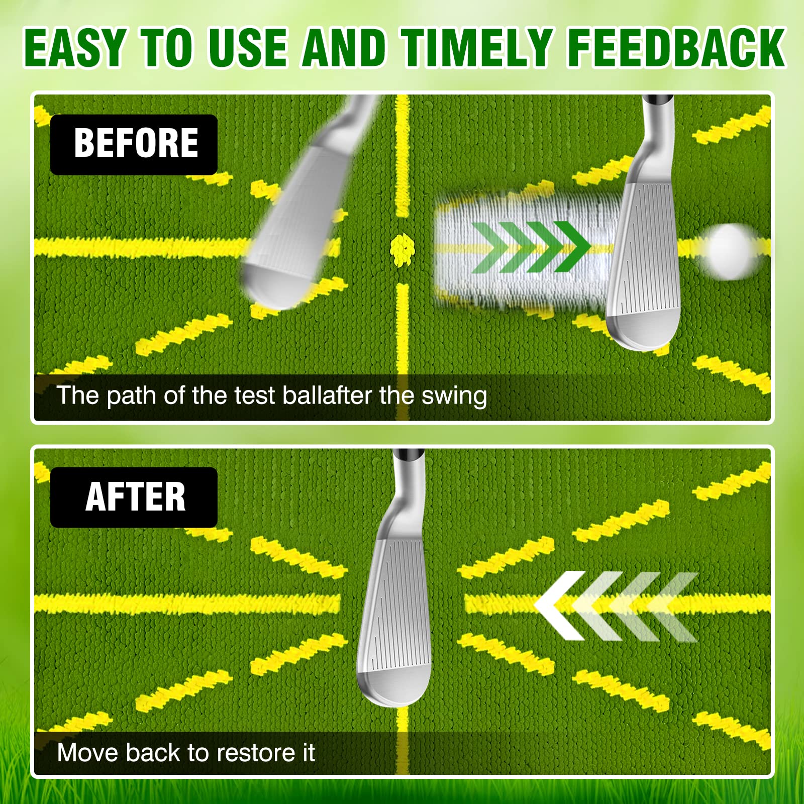 Golf Training Mat for Swing Detection Batting - Golf Hitting Mat Practice Training Aid Equipment, Golf Divot - Analysis Swing Path and Correct Hitting Posture, for Practice Outdoor Indoor