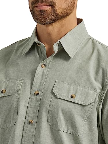 Wrangler Authentics mens Short Sleeve Classic Woven Shirt, Sea Spray Chambray, Medium US