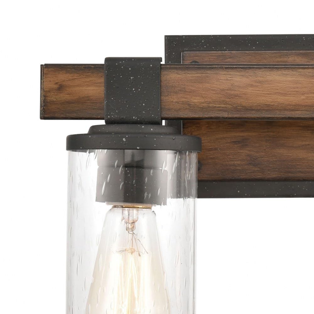 Elk Home Annenberg Vanity Light - 89132/3 Vanity Light in Seeded Glass and Distressed Black - LED Bulb and Dimmer Compatible, Modern Farmhouse and Updated Traditional Décor Wall Light Fixture