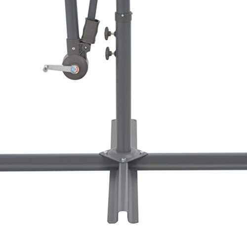 SunshineFace Cantilever Umbrella with LED Lights, Solar Powered Outdoor Market Patio Table Umbrella with LED Lights and Tilt(Brown, 137.8"x110.2")