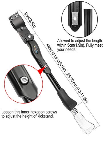 TOPCABIN Bicycle Adjustable Aluminium Alloy Bike Bicycle Kickstand Side Kickstand Fit for 22" 24" 26"- Black