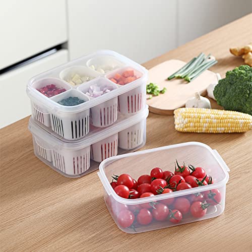 UIYIHIF Food Storage Containers with Lids Airtight 6PCS Reusable Divided Fridge Organizer Removable Individual Plastic Food Containers for Pantry Organization and Storage