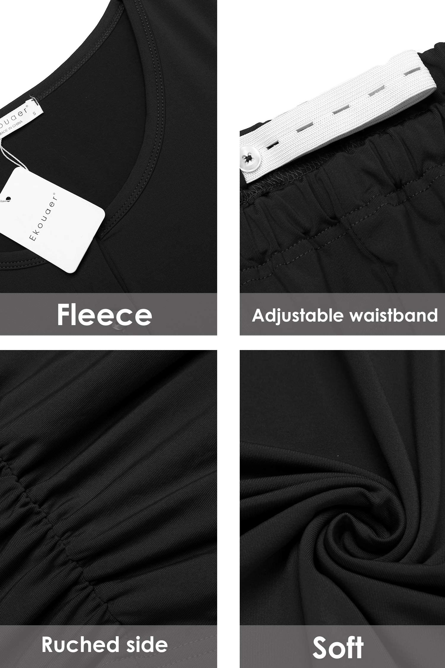 Ekouaer Thermal Underwear for Women Knit Thermals Women's Base Layer Long John Set Black L