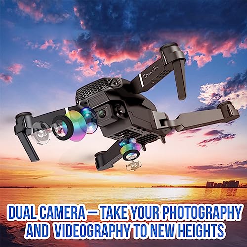 TheUrbanGeek E88 Drone with Dual Camera - Foldable FPV Live Video RC Quadcopter with Altitude Hold, One Key Return, 360 Degree Flip, Intelligent Control - Remote & App Control - Black