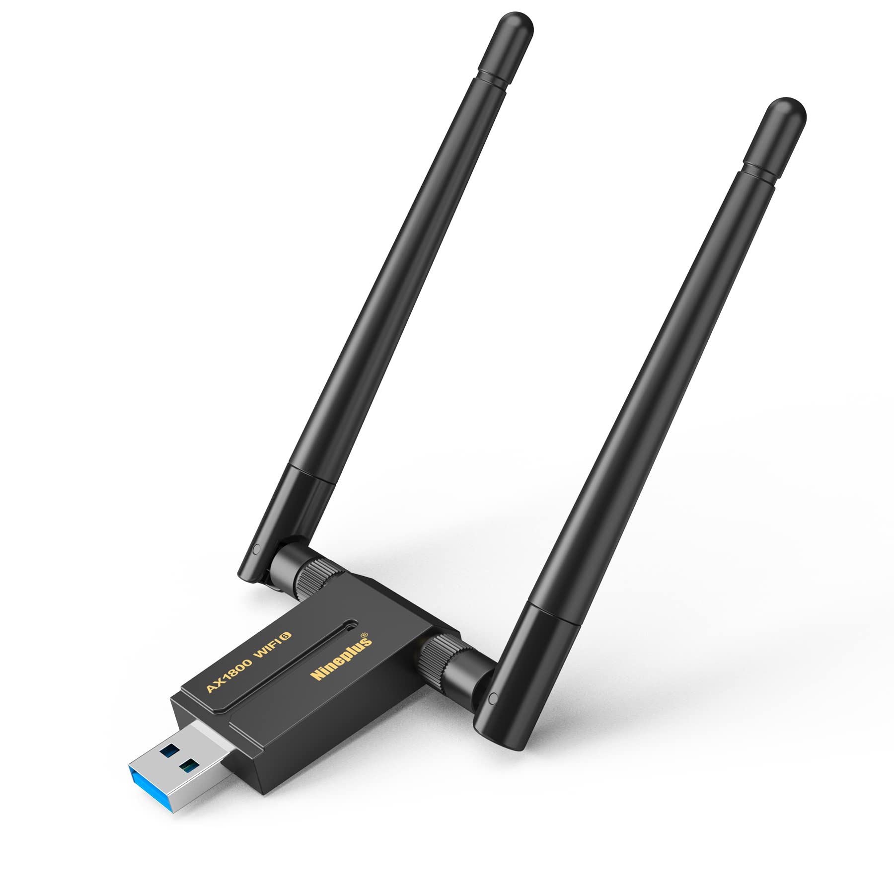 Nineplus 1800Mbps Wireless USB WiFi 6 Adapter for Desktop - 802.11ax USB WiFi Adapter for Desktop PC Laptop with 5Ghz 2.4Ghz,High Gain 5dBi Antenna wireless adapter computer supports win 10/11