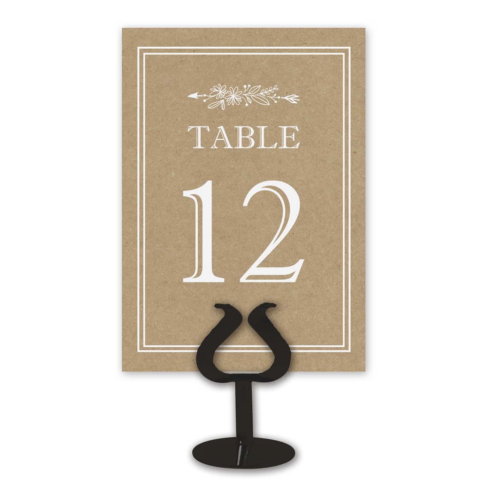 Printed Party Table Card Numbers 1-25, Double-Sided, Rustic Kraft