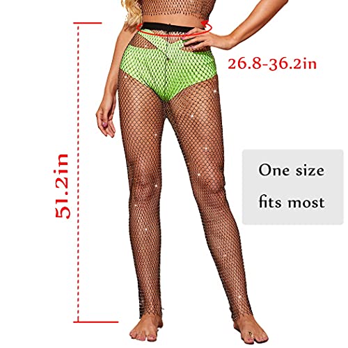 Fstrend Sparkly Crystal Mesh Fishnet Pants Black Rhinestone See Through Bottoms