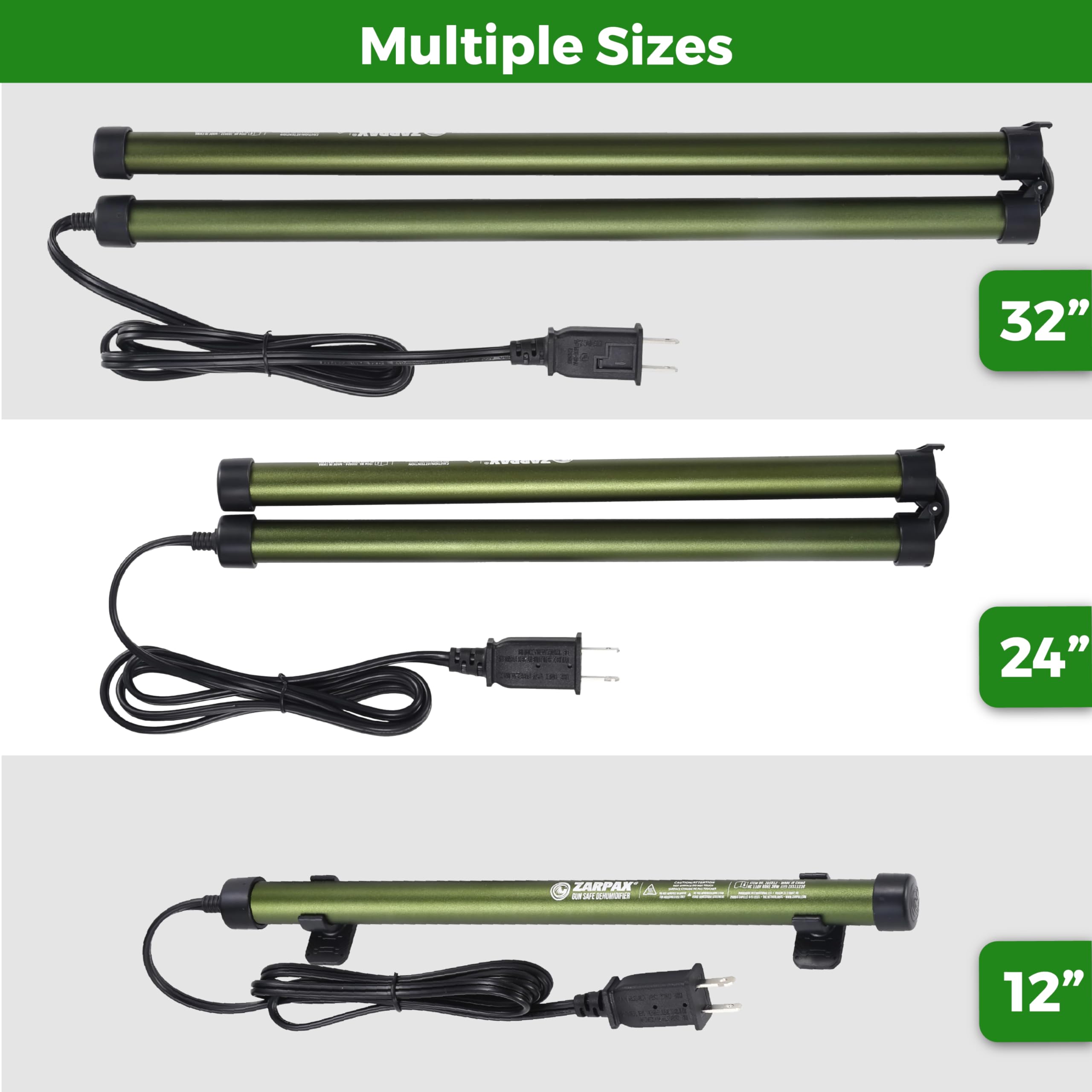 ZARPAX Gun Safe Dehumidifier Rod | Dehumidifier Rod For Enclosed Spaces, Gun Safe & Cabinets | Protect Valuables & Stop Humidity, Moisture, & Corrosion | Comes with 2 Mounting Brackets | 12''/30cm