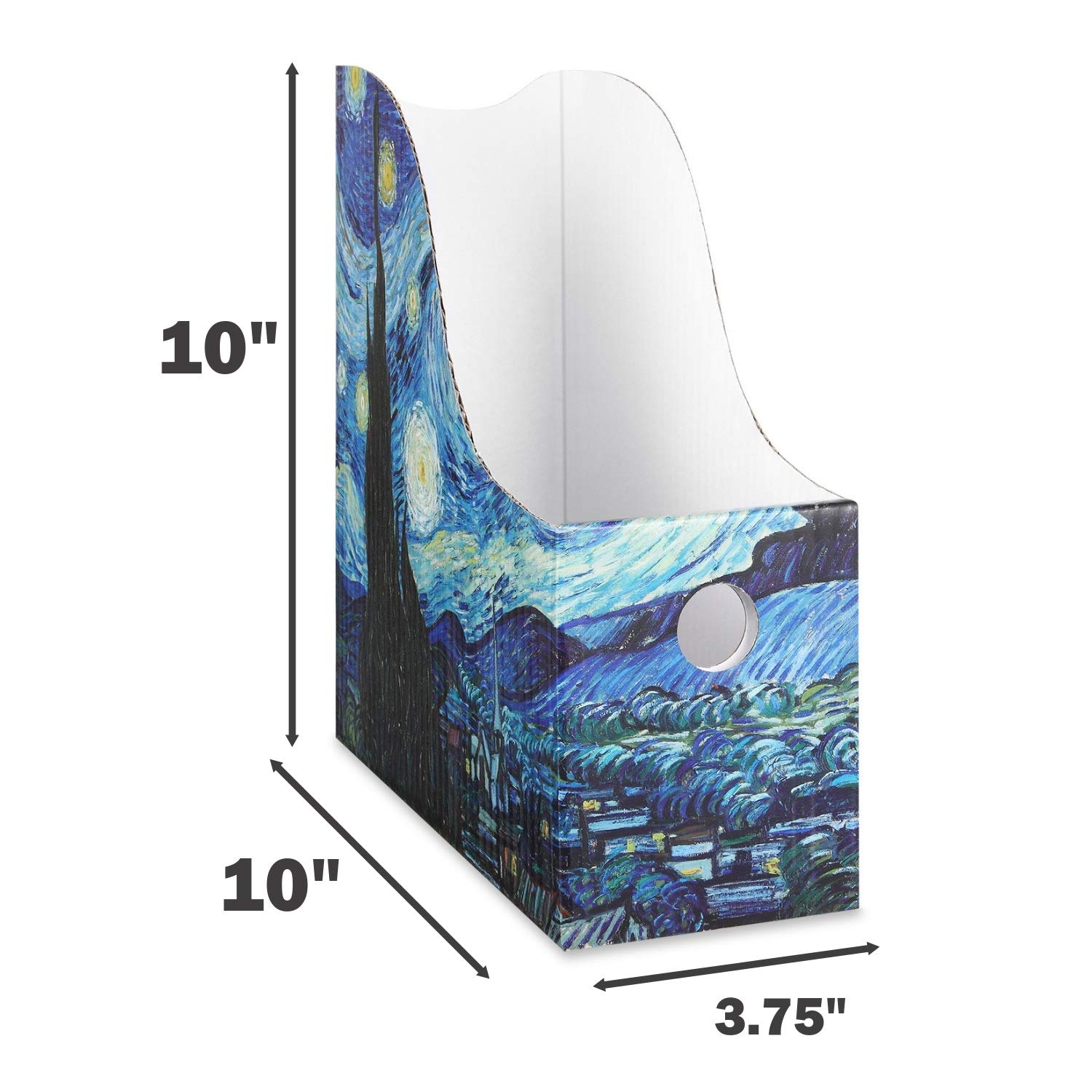 Dunwell Magazine File Holders - (3 Pack, Starry Night), Decorative Book Box for Bookshelf & Desk, Sturdy Cardboard, Easy to Assemble & Store, Folder Holder Organizer for Office, School & Home