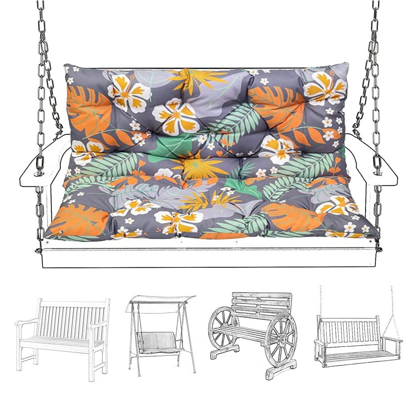 Porch Swing Cushions Outdoor 60 inch Swing Cushion Replacement Outdoor Waterproof Thicken 4" Patio Swing Cushion with Ties for Garden Patio Porch Furniture Swing Outdoor Bench Cushions, 60x 40 inch