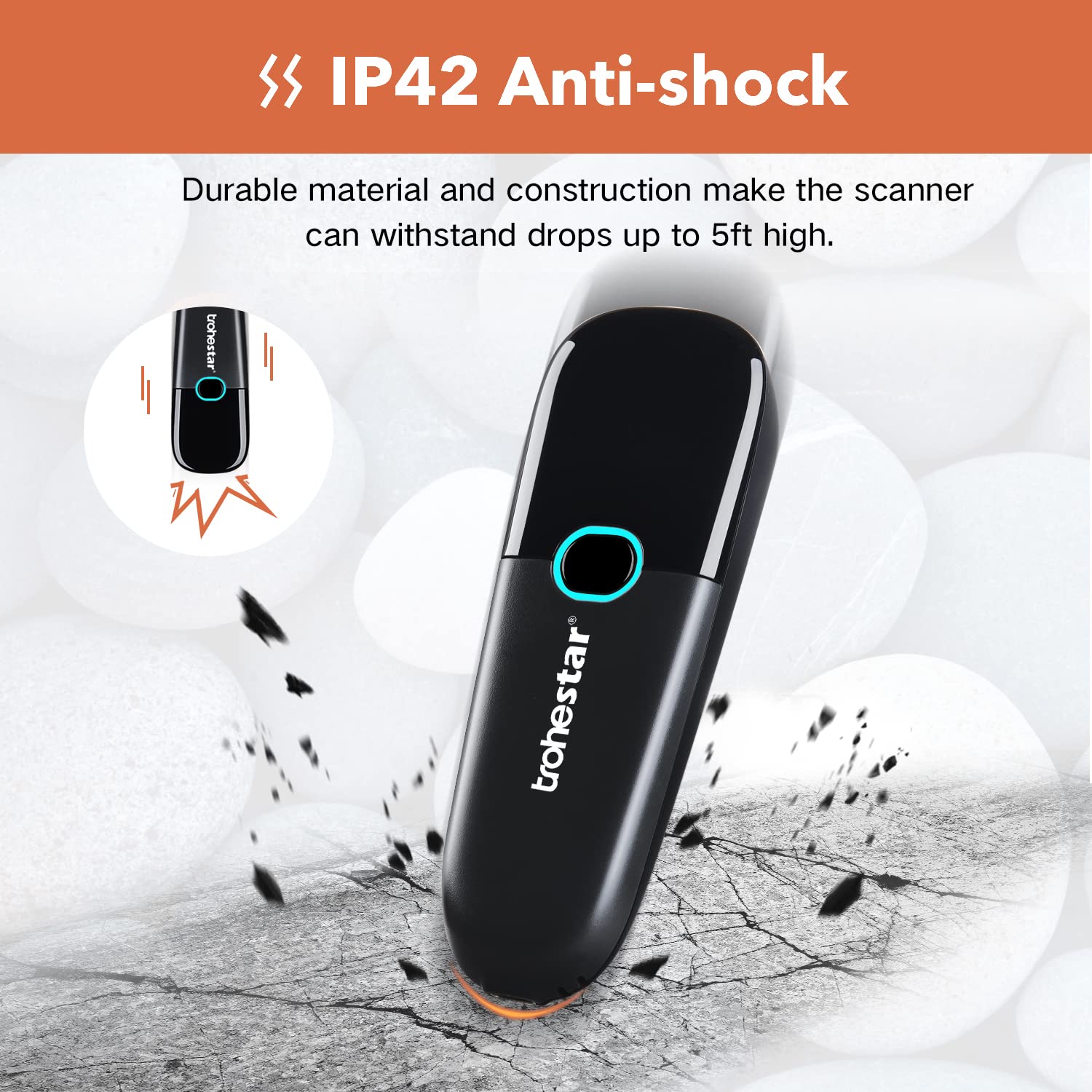 Trohestar N3 Mini Bluetooth Barcode Scanner 1D 2D QR Compatible with 2.4GHZ Wireless & Wired Connection Portable 2D Bar Code Reader Portable Barcode Scanner
