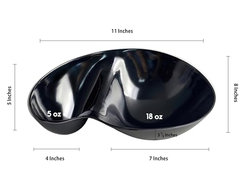 LUSHIG Chip and Dip Serving Set Melamine Tray Divided Platters (Black)