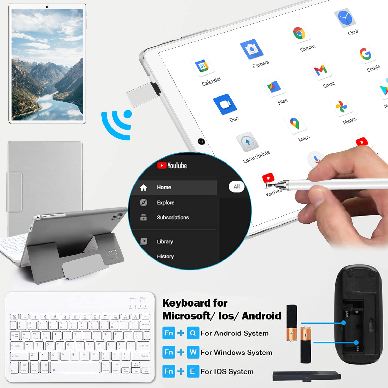 DUODUOGO Tablet 10.1 Inch Android 5g Tablets,2 in 1 Tablets with Keyboard Dual Sim Slot,4GB RAM 64GB ROM/128GB Computer Tablets, HD/IPS, 8000mAh, GPS,13MP Dual Camera, Dual 4G SIM, WiFi Gaming Tablet
