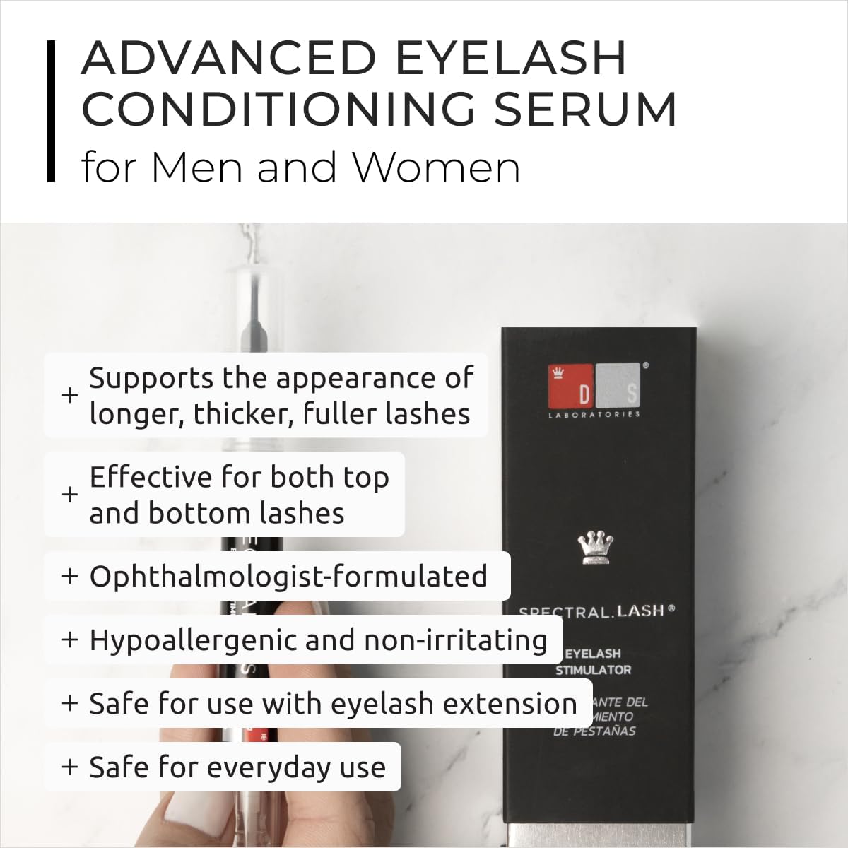 DS Laboratories Spectral.LASH Eyelash Growth Serum - Lash Serum for Eyelash Growth and Thickness, Eye Lash Growth Serum, Eyelash Conditioner, Eyelash Serum to Grow Lashes, Safe for Eyelash Extensions