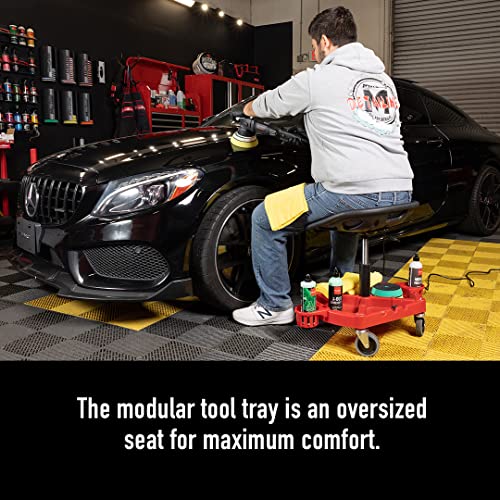 Maxshine Detailing Stool β Heavy Duty Car Detailing Chair, Adjustable Height, Multifunctional Holders, Ergonomic Seat, Maximizing Your Mobility and Convenience for Storing Car Cleaners and Tools