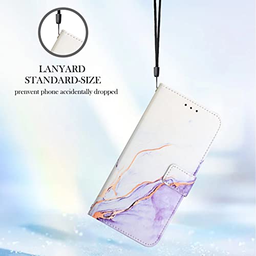 FTRONGRT Case for Tecno POP 5P, with Mobile Phone Holder, Fall-Proof, Suitable for Tecno POP 5P Folding Mobile Phone Leather Protective Shell.White Purple