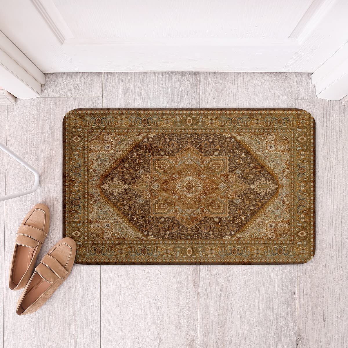 Erosebridal Oriental Bath Rugs Vintage Bathroom Mats, Terracotta Persian Bath Carpets 20x32 Aesthetic Hippie Floor Mats for Living Room, Boho Mandala Bathroom Rugs for Men Women Bedroom Decor