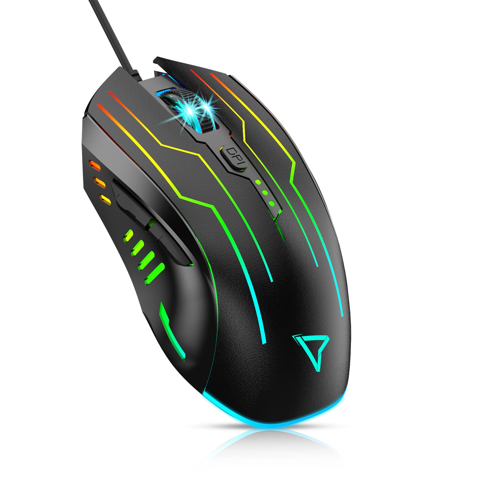 GK-XLI RGB USB Gaming Mouse, Wired with Chroma Backlight Mode, Adjustable High-Precision DPI Ergonomic Mice For PC, Computer, Laptop for Gamers