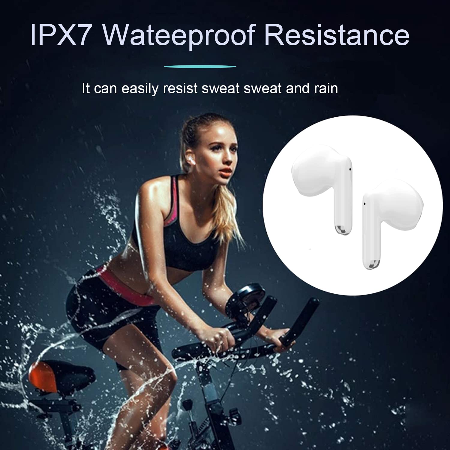 True Wireless Earbuds Bluetooth Headphones Mini Charging Case Stereo Smart Noise Reduction Waterproof Air Buds in-Ear Built-in Mic Premium Deep Bass Earphones for iPhone/Android/Samsung (White)