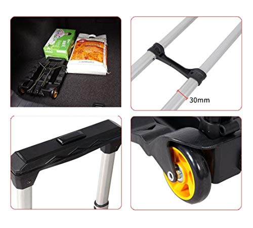 DSAEFG 4 Wheels Multi Function Folding Hand Trolley and Sack Truck Mute Portable Trolley Hand