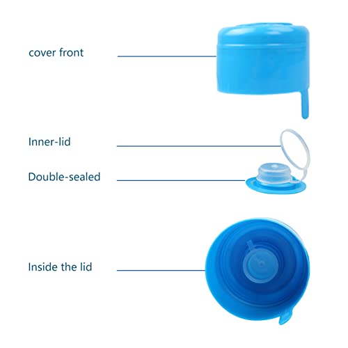 MJIYA 2PCS 5 Gallon Non-Spill Caps,Replacement Water Bottle Snap On Cap Anti Splash Peel 2 Piece
