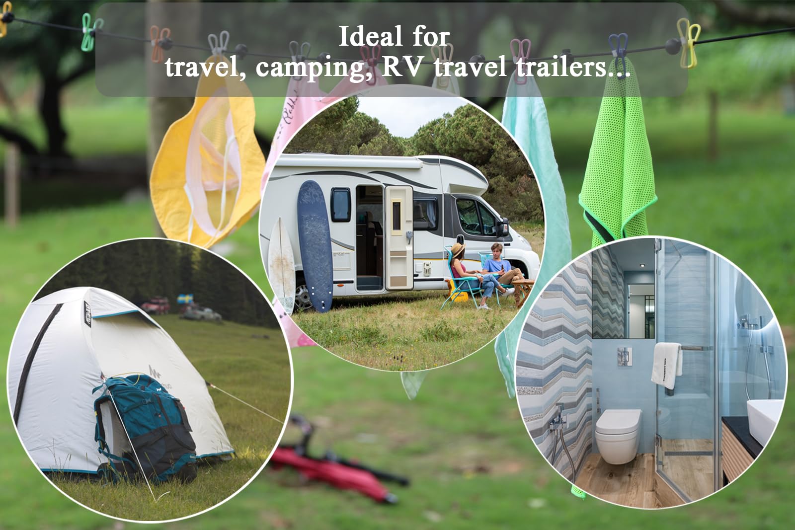 Fiezkaa Portable Retractable Clothesline for Travel, Camping, Outdoor