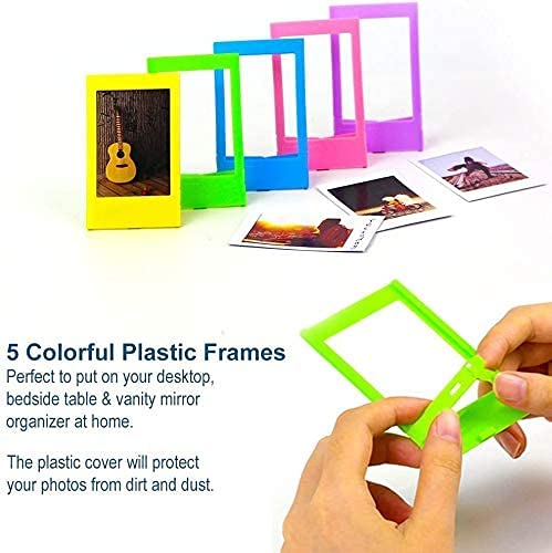Fujifilm Instax Wide Instant Film (2 Packs, 40 Sheets) 5 Plastic Desk Frames + 60 Sticker Frames + 1 Pack Corner Stickers