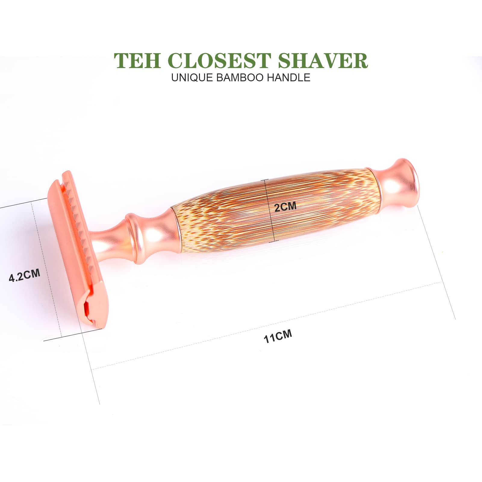 Yoseng Safety Razor | Rose Gold Double Edge Safety Razor for Men or Women,Eco Razor with Natural Bamboo Handle -sustainable products l Zero plastic(with 10 Blades)